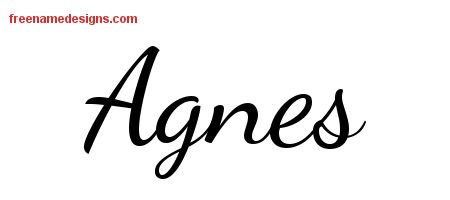 Lively Script Name Tattoo Designs Agnes Free Printout - Free Name Designs