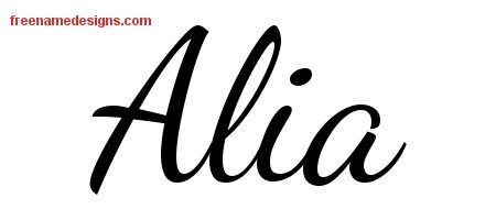Lively Script Name Tattoo Designs Alia Free Printout - Free Name Designs
