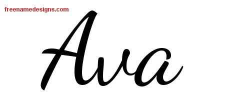 Lively Script Name Tattoo Designs Ava Free Printout - Free Name Designs
