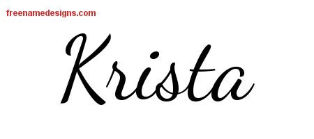 Lively Script Name Tattoo Designs Krista Free Printout - Free Name Designs