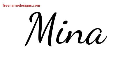 Lively Script Name Tattoo Designs Mina Free Printout - Free Name Designs