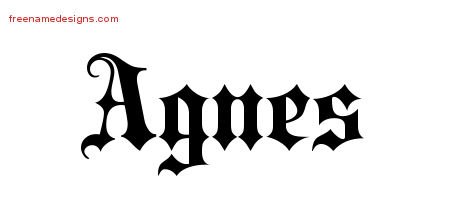 Old English Name Tattoo Designs Agnes Free - Free Name Designs