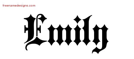 Old English Name Tattoo Designs Emily Free - Free Name Designs