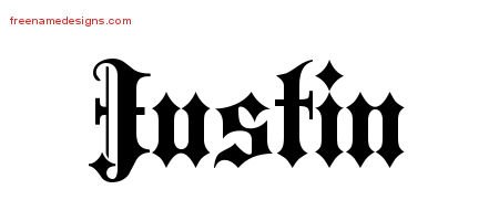 Old English Name Tattoo Designs Justin Free - Free Name Designs