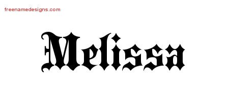 Old English Name Tattoo Designs Melissa Free - Free Name Designs