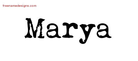 Vintage Writer Name Tattoo Designs Marya Free Lettering - Free Name Designs